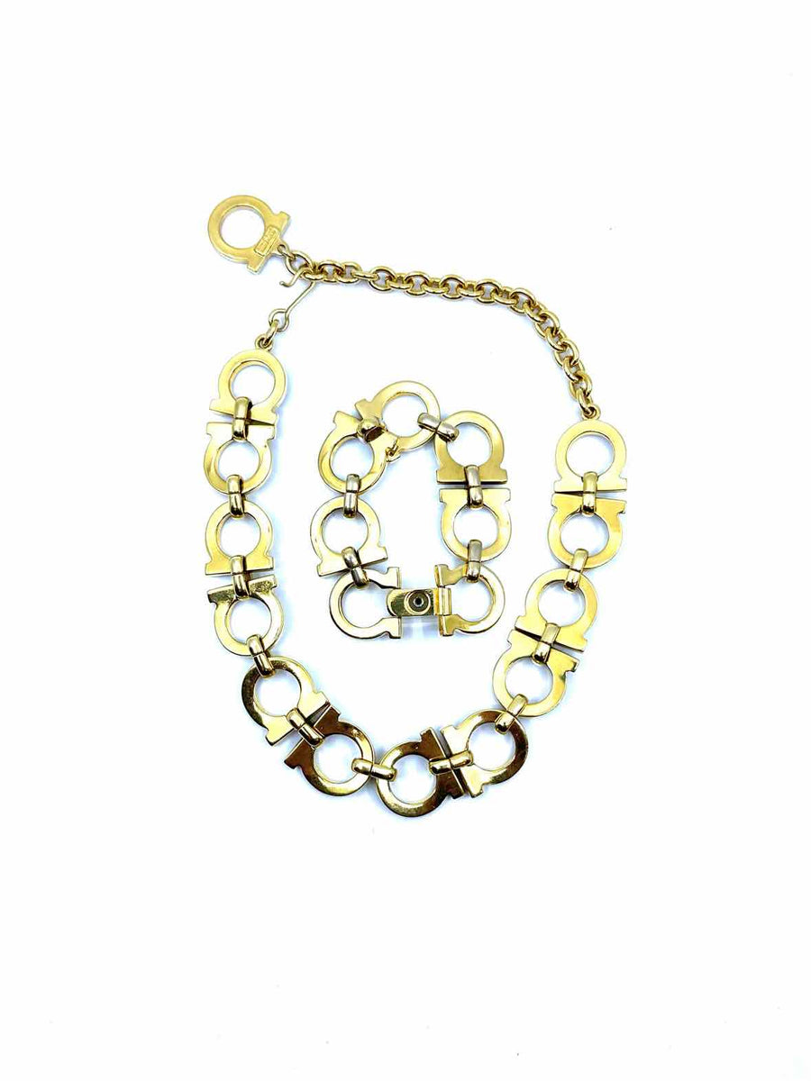 SALVATORE FERRAGAMO Black & Gold 2 Piece Set – Labels Luxury